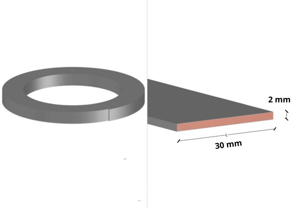Conducteur de descente méplat cuivre étamé 30x2 mm