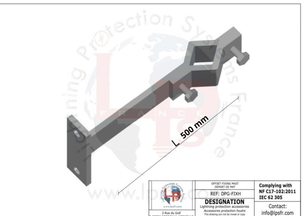 Lightning rod mast mounting - 500 mm offset - Lightning Protection ...