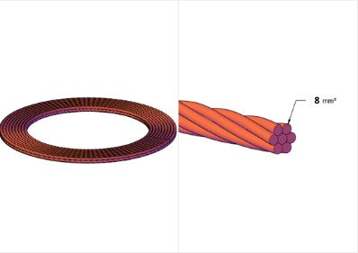 Conducteur rond plein en cuivre rouge de diamètre 8mm